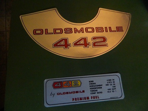 1969-72 Cutlass OLDSMOBILE 442 Adhesive FOIL Air Cleaner Lid Decal ...