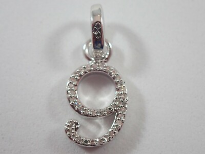 LINKS OF LONDON 925 STERLING SILVER NUMBER 9 w/ PAVE DIAMONDS CHARM ...