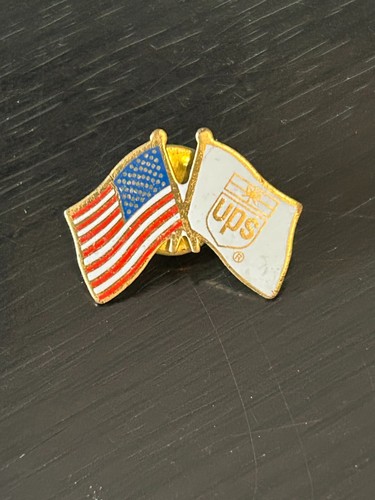 Vintage Collectible USA UPS Flags Color Gold Tone Metal Pinback Lapel ...
