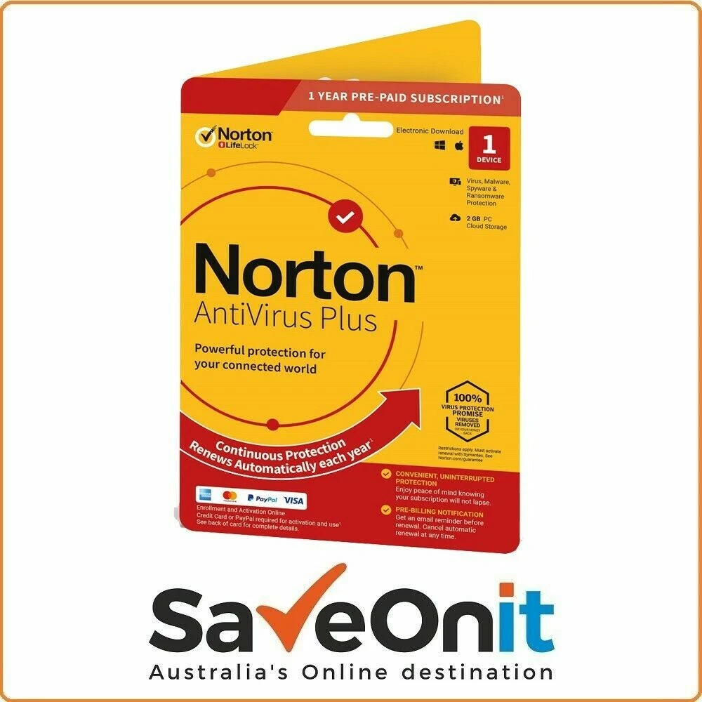 Norton AntiVirus Plus, Device, Year With Auto Renewal,, 58% OFF