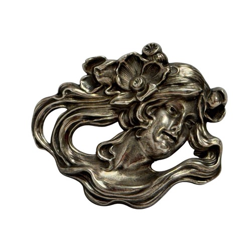 William Kerr Art Nouveau Sterling Silver lady hair flowing Pin Vtg 1297 ...