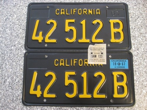 1963 Black California Commercial License Plates, 1967 Validation, DMV ...