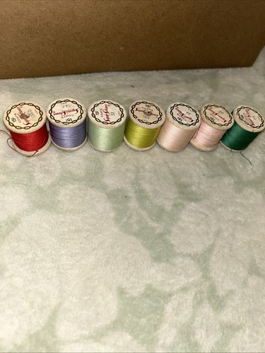 Coats Wooden Thread Spools Vintage Antique Super Sheen With Silicone ...