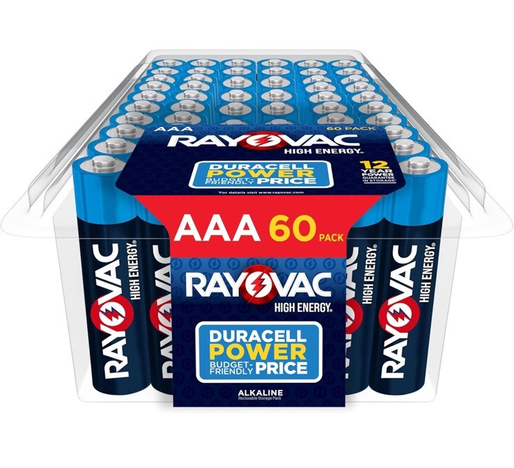 3 PACK Rayovac AAA Batteries 60 Pack Alkaline, 180 ttl High Energy ...