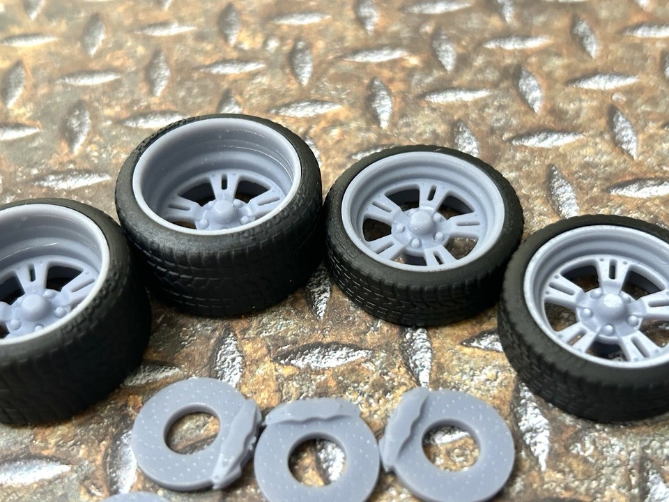 1/24 Scale: 21/20 Inch “Amer Racing VF480” Wheels With Wide Rear Street ...