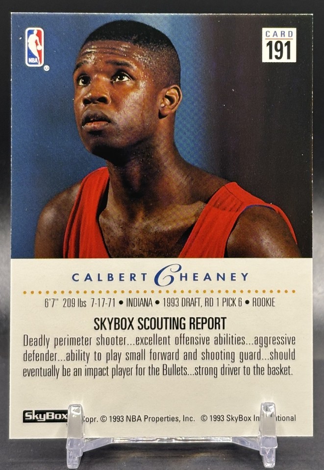 1993-94 SkyBox Premium #191 Calbert Cheaney Washington Bullets Rookie ...