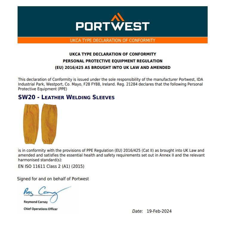 PORTWEST Bizweld cowhide Leather Welding Apron & Sleeves Class 2 ...