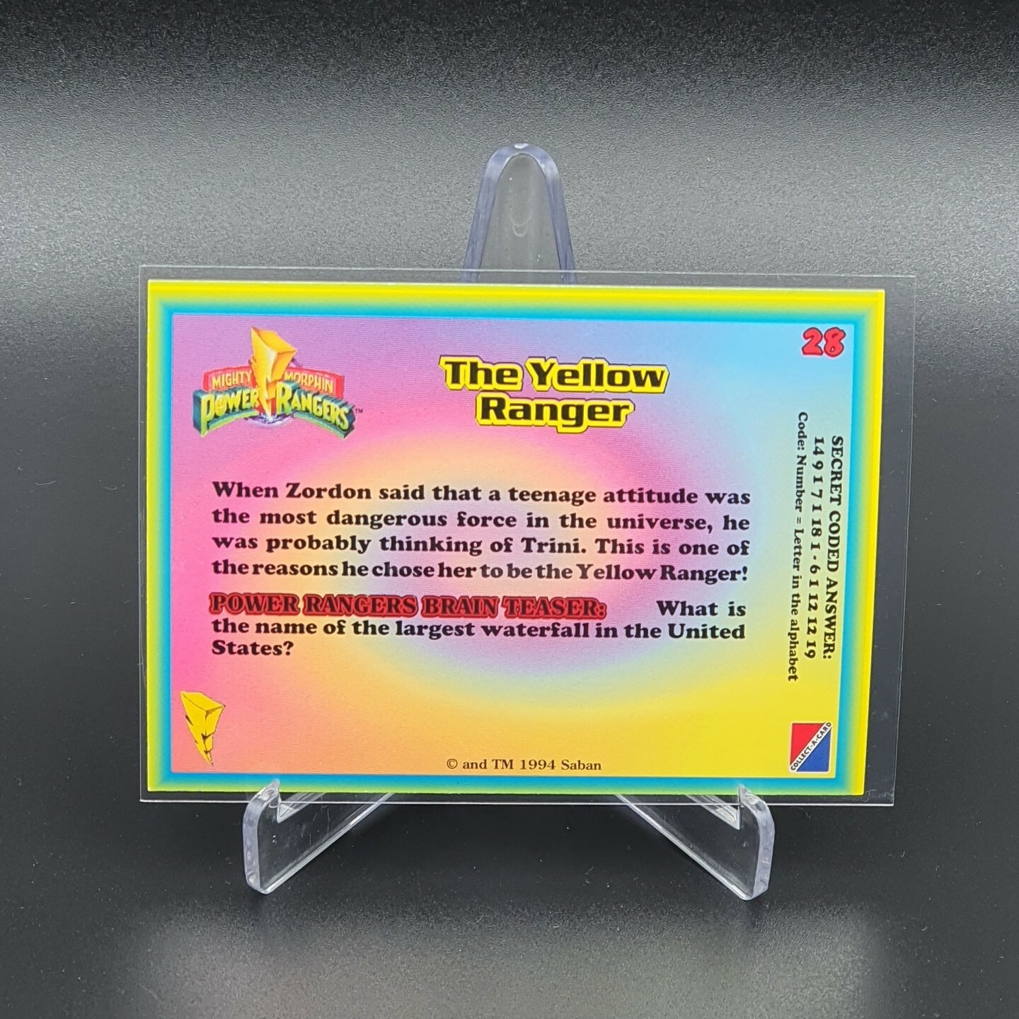 1994 MMPR MIGHTY MORPHIN POWER RANGERS COLLECT A CARD THE YELLOW RANGER ...