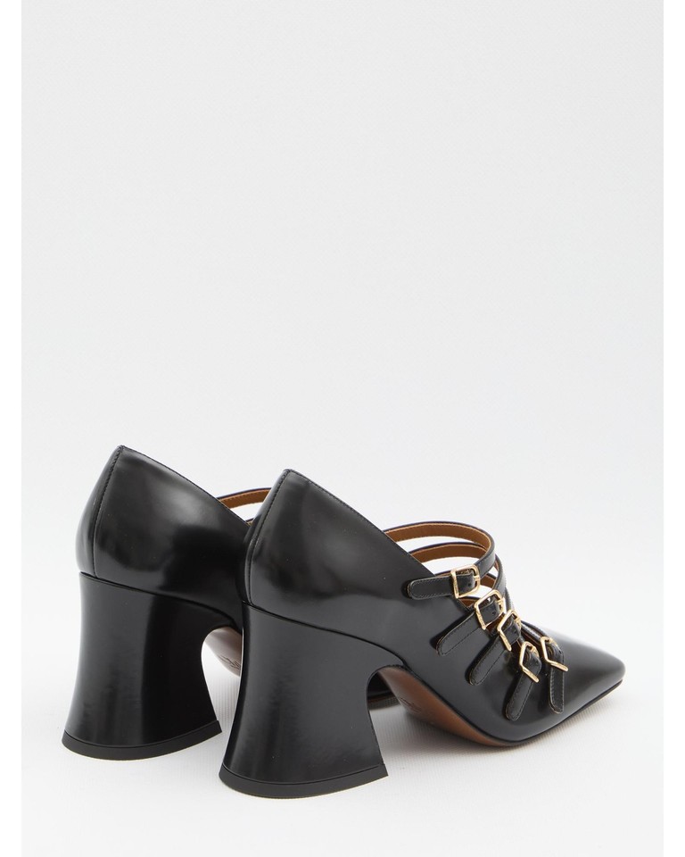 CHLOE Women's Black Leather Mary Jane Block Heels Pumps | eBay UK
