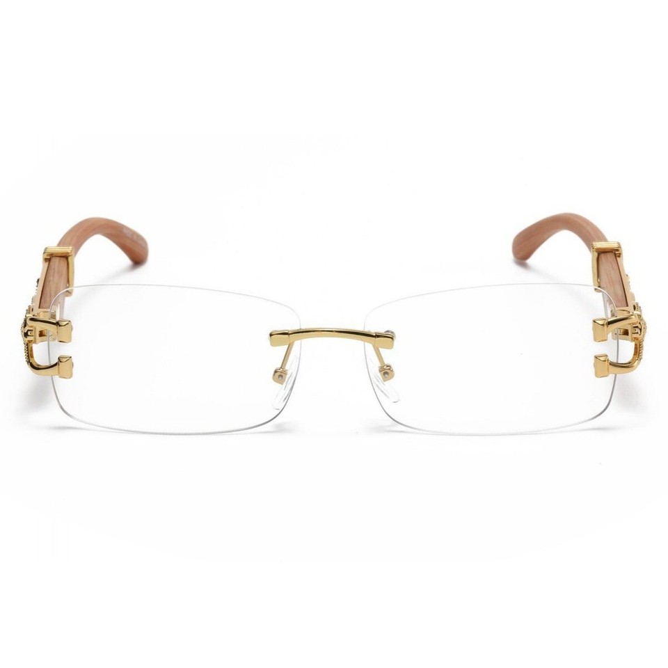 Glasses Men Light weight Wood Frame Clear Lens Eyeglasses Fashion Cholo ...