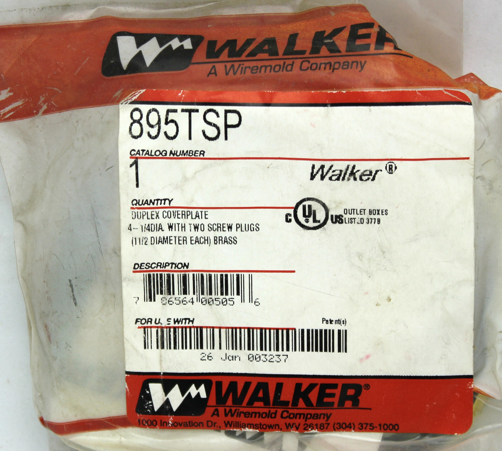 Walker 895TSP Brass Tile Screw Cover Plate - Brass Duplex Floor Box ...