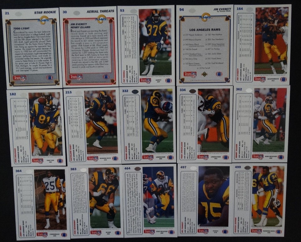 1991 Upper Deck UD Los Angeles Rams Team Set Football Cards Missing ...