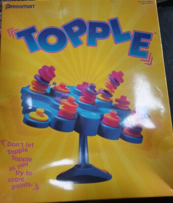 VINTAGE TOPPLE Board Game by Pressman 1999 Yellow Box *100% COMPLETE ...