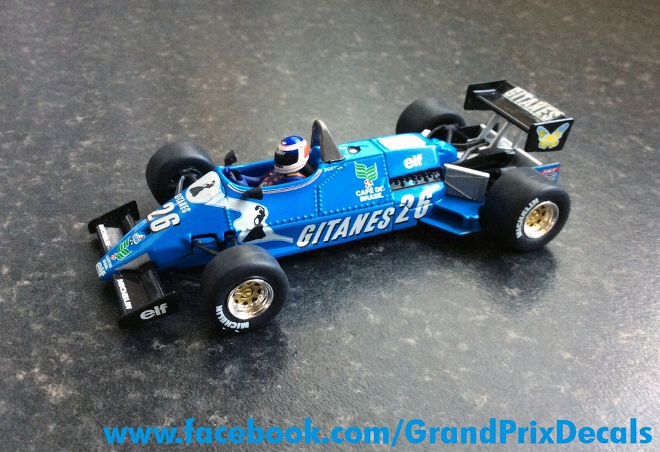 F1 car collection Ligier JS21 GITANES water slide DECALS 1983 1:43 ...