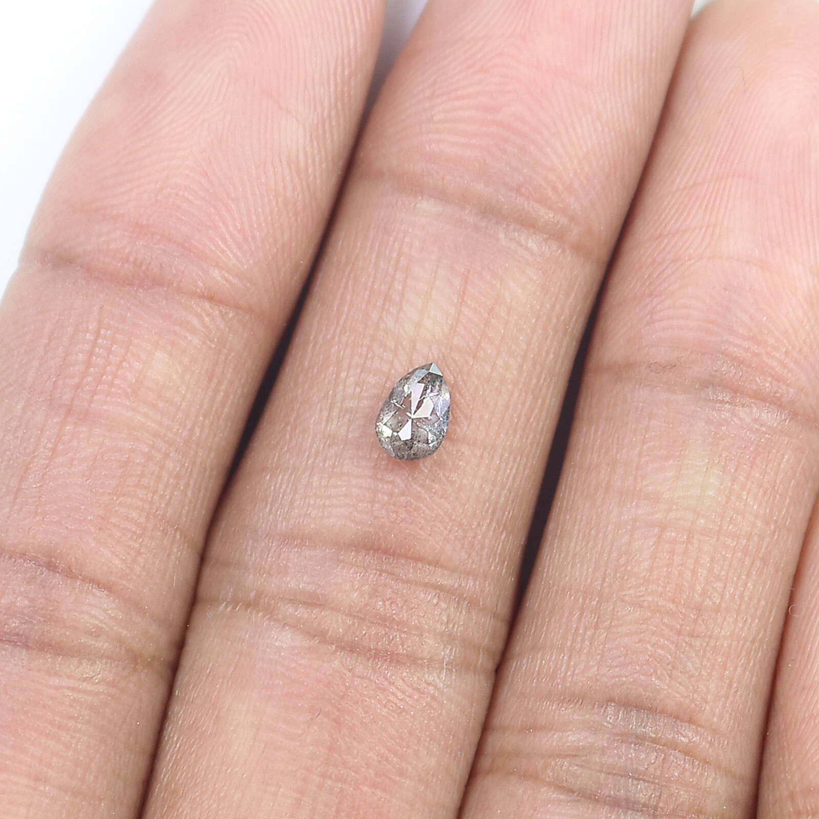 0.39 CT Natural Loose Pear Shape Diamond 5.40 MM Salt And Pepper ...