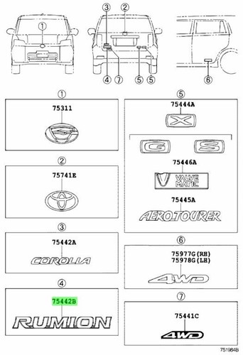 TOYOTA Genuine Rear Rumion Trunk Emblem 08-15 Scion xB bB 75442 - 12A40 ...