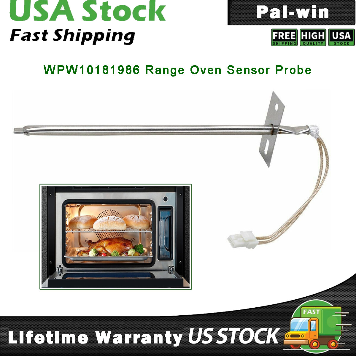 WPW10181986 Range Oven Sensor Probe For Whirlpool Kenmore Maytag Roper ...