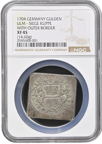 1704 German States ULM Gulden (1/4 Thaler Silver Klippe) Siege Coinage ...
