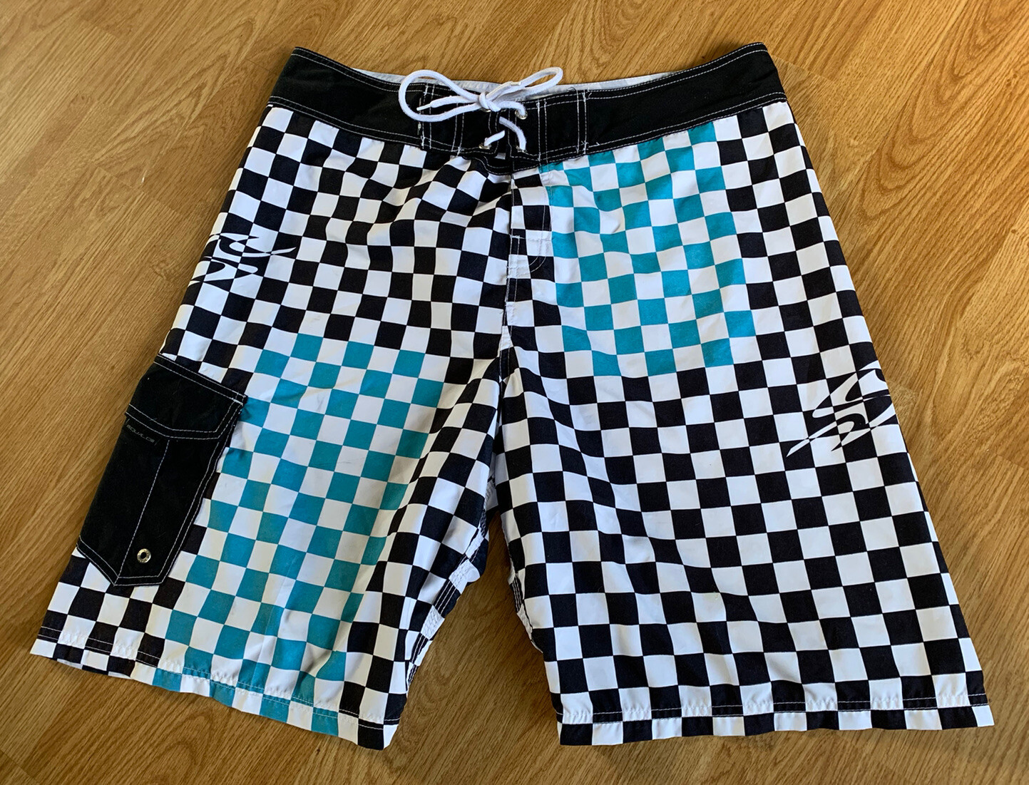 Squalo Black & Blue Punk Rock Plaid Checkers Surf Boa… - Gem