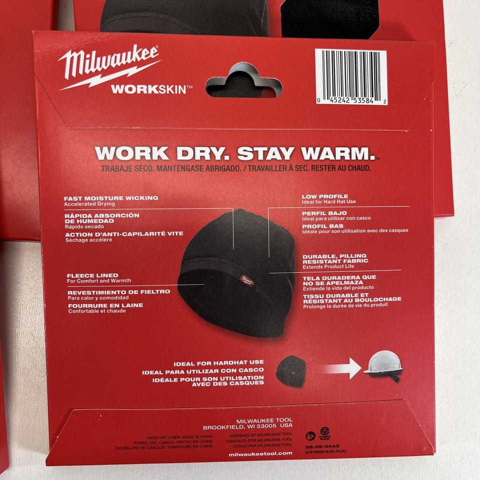 6 Milwaukee Hard Hat Liner Work Skin Mid Weight Cold Weather Work Gear ...