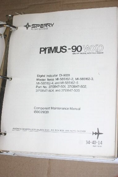 Sperry Primus 90 WXD DI-9001 Indicator Maintenance manual Spex ...
