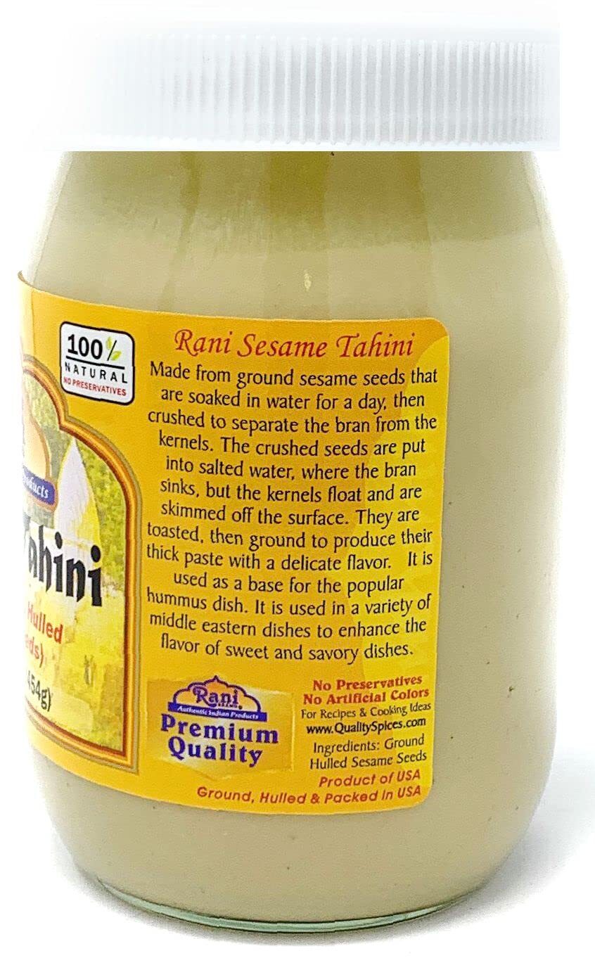 Rani Sesame Tahini (Sesame Butter) 16oz (1lb) 454g, Pack of 12, Glass ...