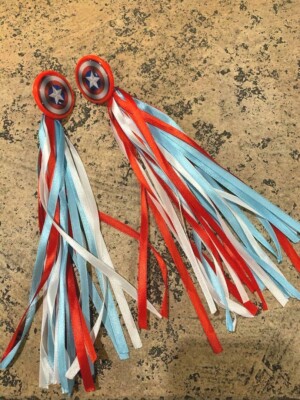 Bicycle Handlebar Streamers USA SHIELD Satin Ribbon Blue/Red/White ...