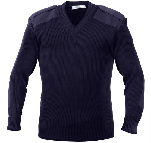 V Neck Acrylic Uniform Sweater Military Commando Army Epaulets Thick ...