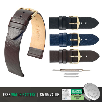 HIRSCH Calf Smooth Untextured Leather Watch Strap + Bonus Battery | eBay