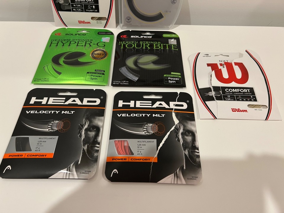 LOT OF 5 BRAND NEW TENNIS STRING SETS + 2 Half sets - WILSON NXT DUO ...