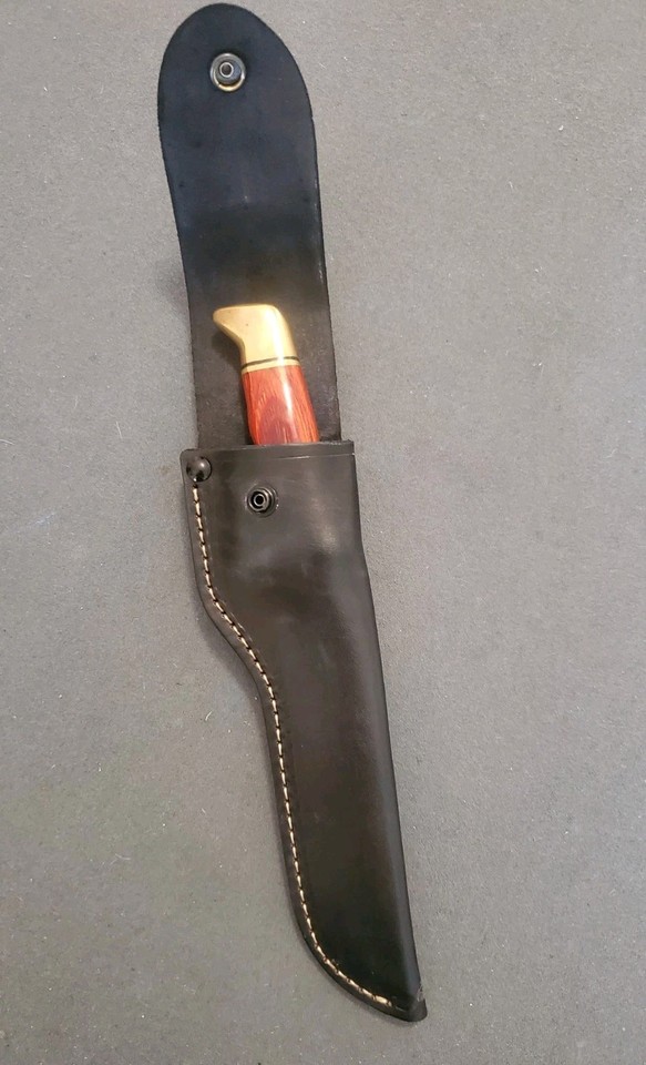 Custom sheath fits Buck 120 Knife. Black leather. Fold over. Black ...