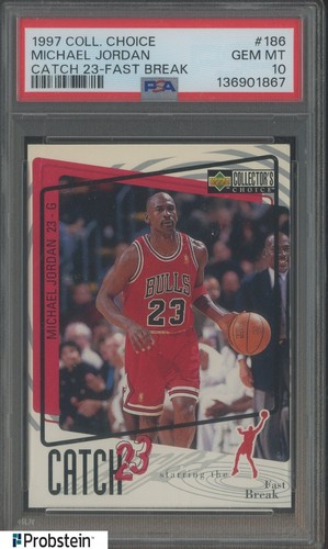 1997 Collector's Choice Catch 23 Fast Break #186 Michael Jordan HOF PSA ...