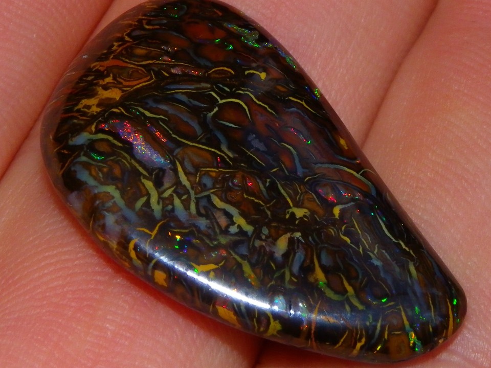 Nice Cut/Polished Koroit Opal Freeform/Cab 28.2cts Patterns/Fires ...