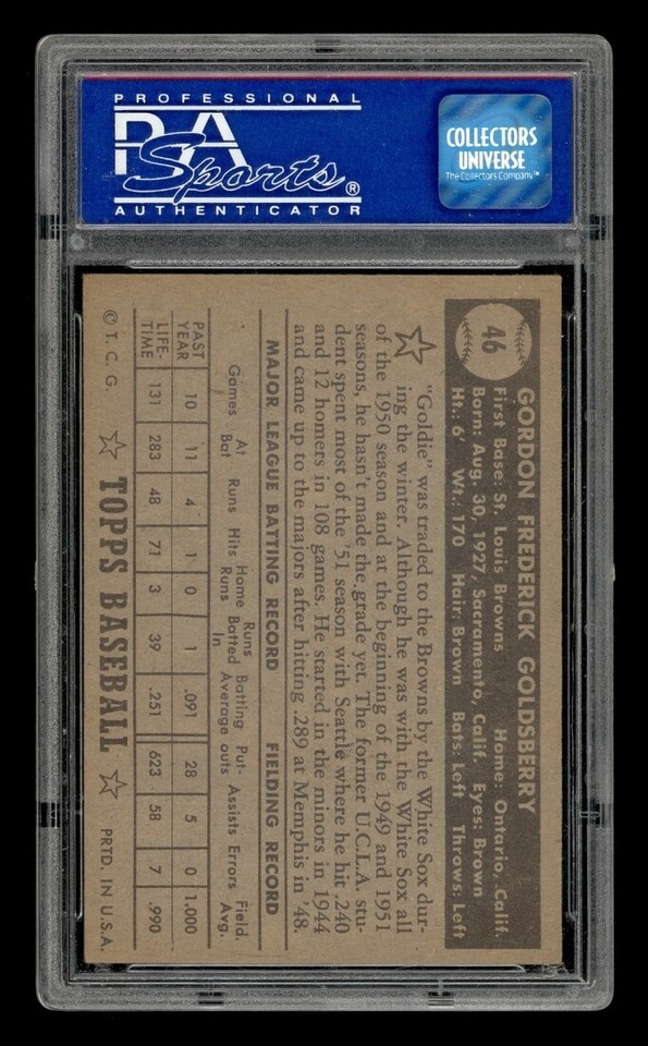 1952 Topps Set-Break # 46 Gordon Goldsberry Black Back PSA 4 VG-EX | eBay