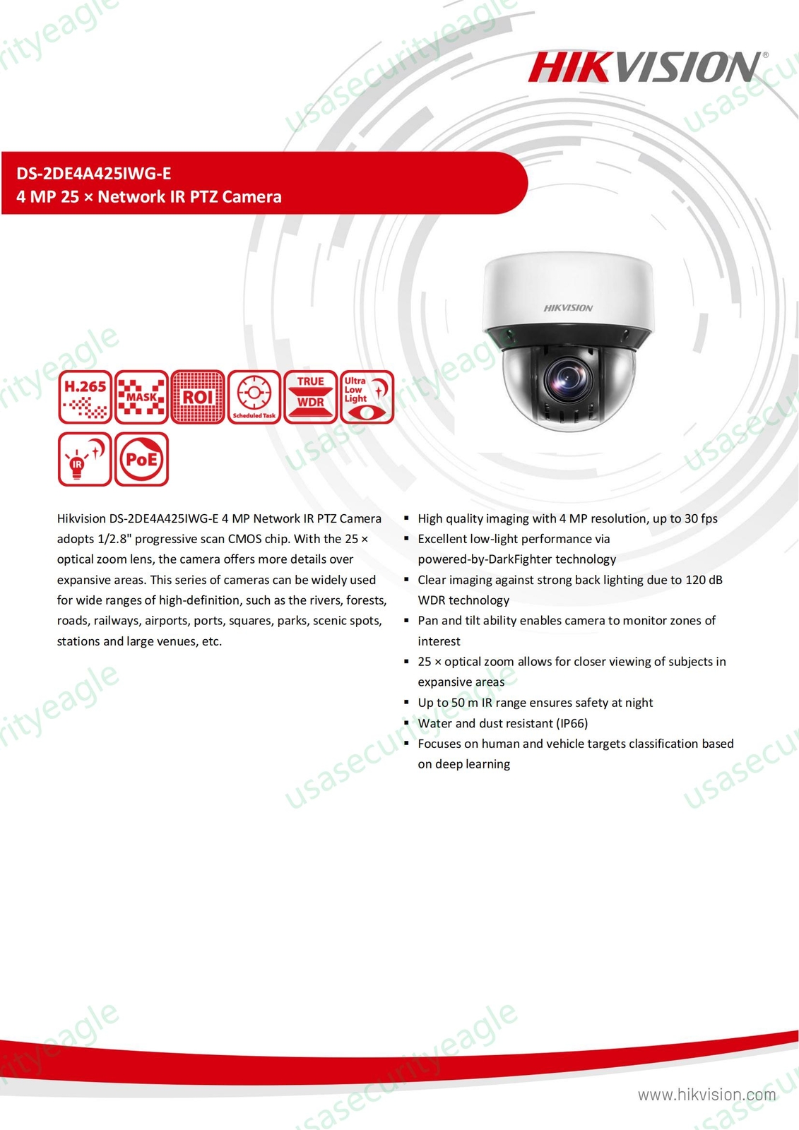 Hikvision 4MP 25x PTZ DS-2DE4A425IWG-E IP Camera auto-Tracking ...