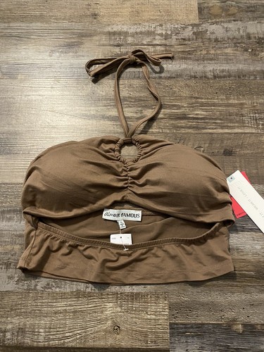 Almost Famous Women’s Sz XL Brown Mocha Halter Top w/ Keyhole Accent ...