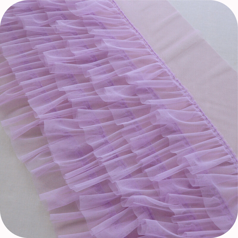 2M DIY 35cm Width Lace Trim Ruffle Edge Layered Mesh Frill Fabric Dress ...