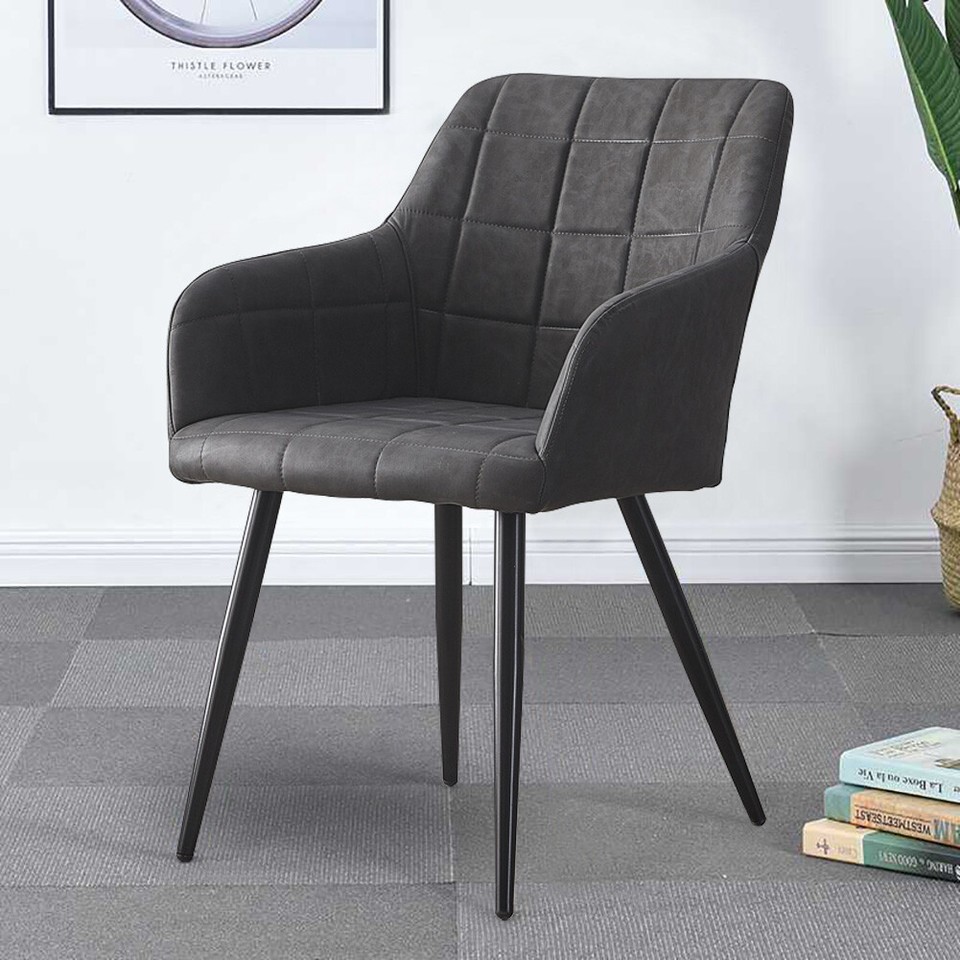 2 Pcs Dining Chairs Armchair PU / Velvet Kitchen Dining Room Restaurant ...