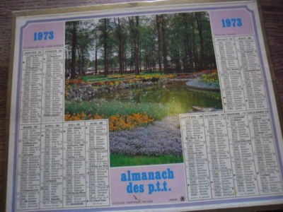 CALENDRIER ALMANACH DES PTT. 1973. IDEE DE CADEAU.PAYSAGE.FORET BE+ | eBay