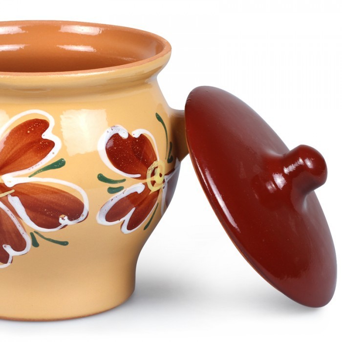 Beige Baking Stewing Stoneware Ramekin Clay Cooking Pot with Lid 22 oz ...