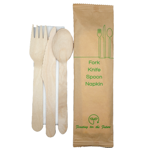 Forest Friendly Disposable Wooden Cutlery Set 4-in-1 (30 Sleeves ...