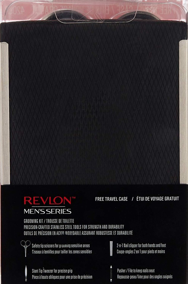Revlon MEN'S SERIES ESSENTIALS GROOMING KIT Scissors Tweezer Nail ...