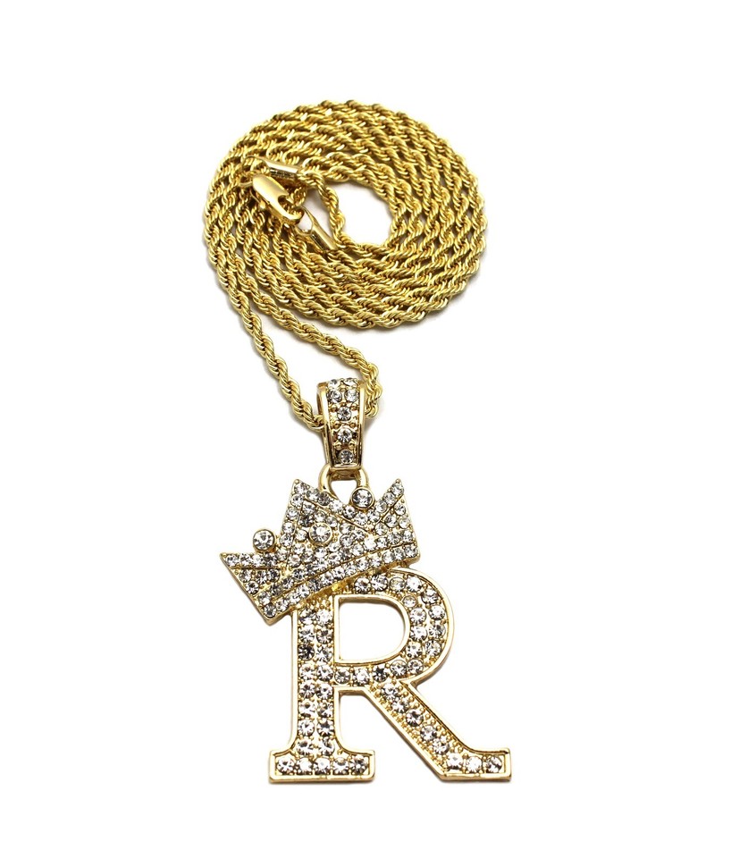 NEW KING 'R' PENDANT & 24" BOX/CUBAN/ROPE/FOX CHAIN HIP HOP NECKLACE ...