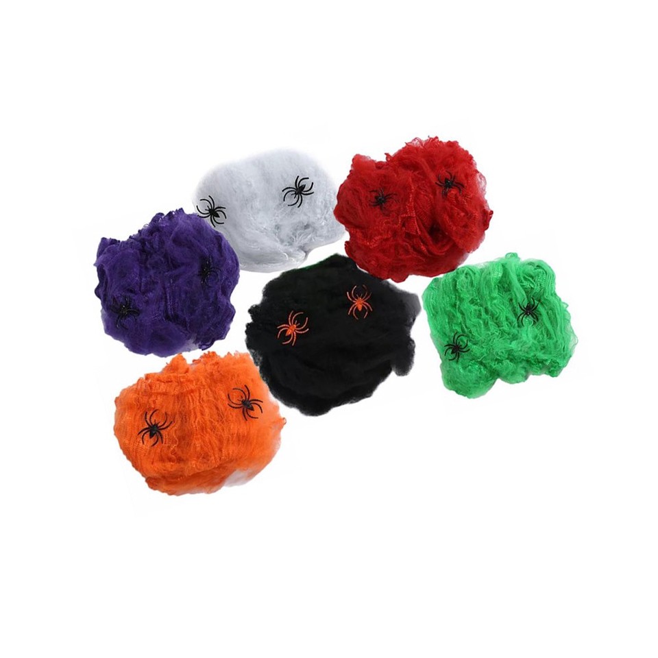 Halloween Decorations Set Fake Cobweb Party Prop Colorful Cobwebs | eBay UK