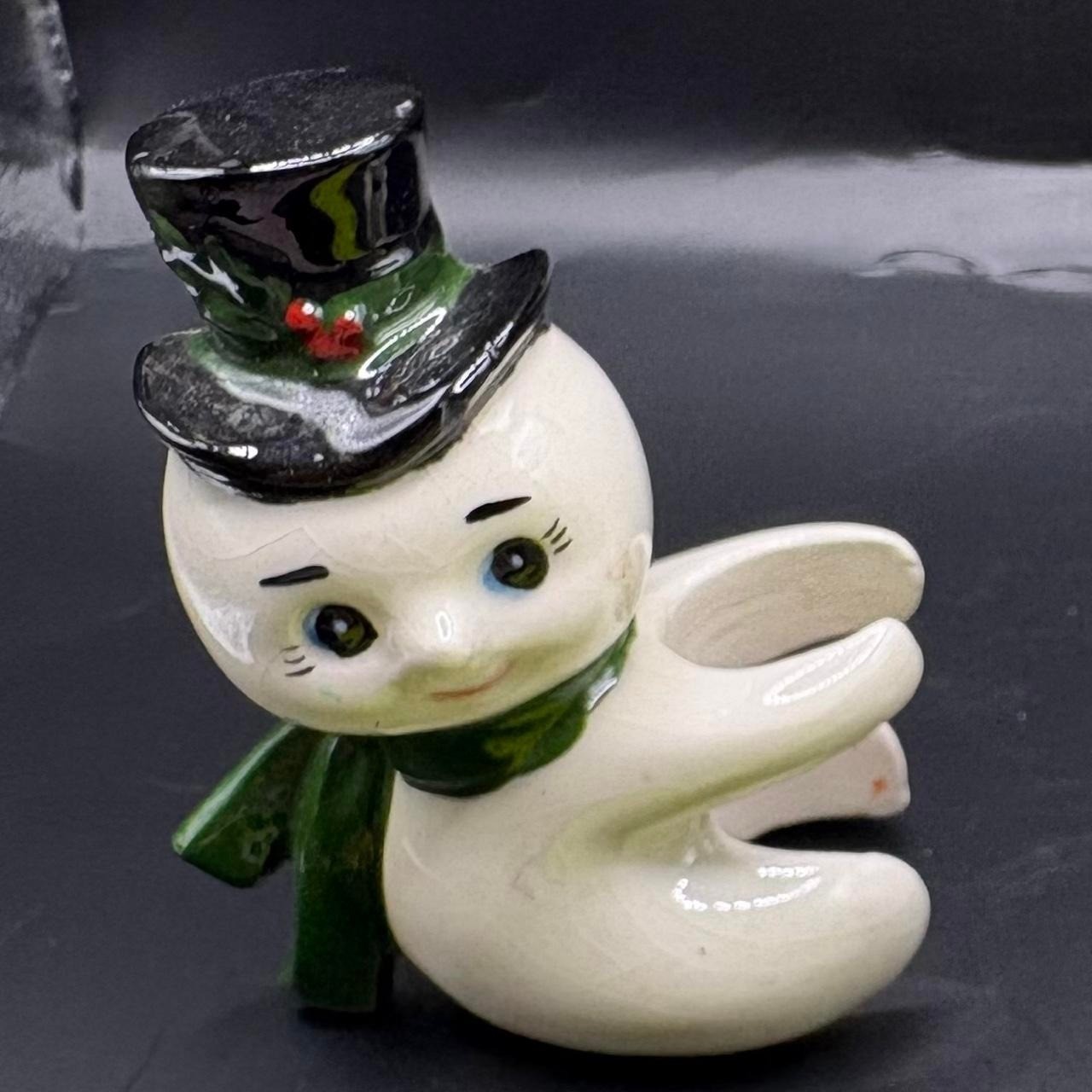 Vintage Ceramic Christmas Candle Climbers Pair Man Woman Top Hat Bonnet ...