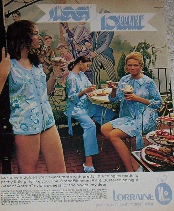 Vtg 60s Mod Graphic Pink Psych Lounge 2 pc Nylon Tunic Pajama Hostess ...