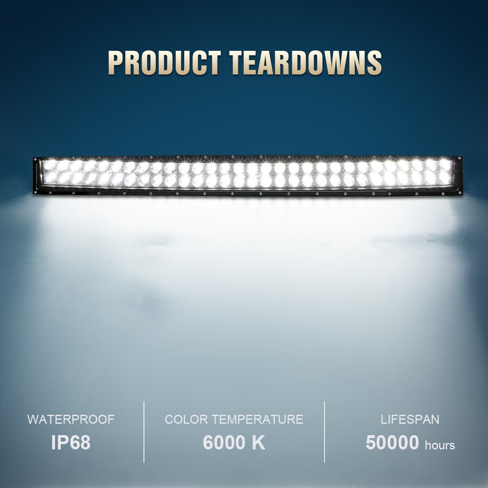 Roof 52inch Curved LED Light Bar Combo For 2010-2016 Ford F150 SVT ...