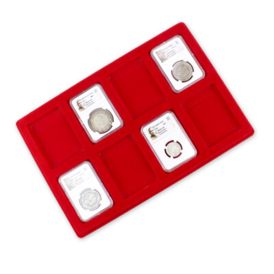 Red Coin Display Tray (8 Grids) Storage Case for NGC PCGS Coin Slab ...