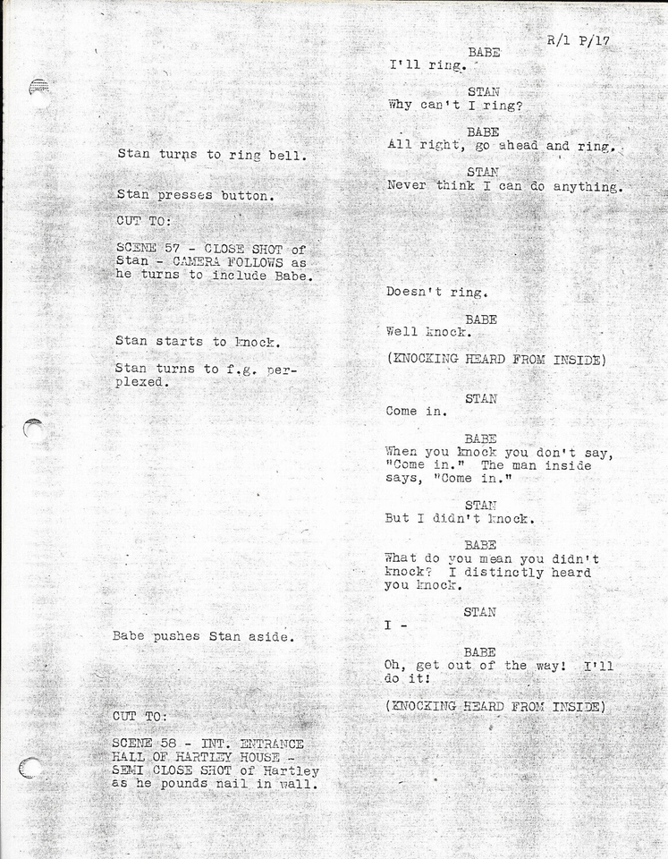 THE BIG NOISE movie continuity script screenplay reproduction Laurel ...