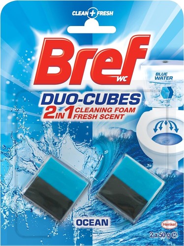 Bref Duo Cubes Original, In Cistern Toilet Cleaner, Blue Water, 2x50g ...